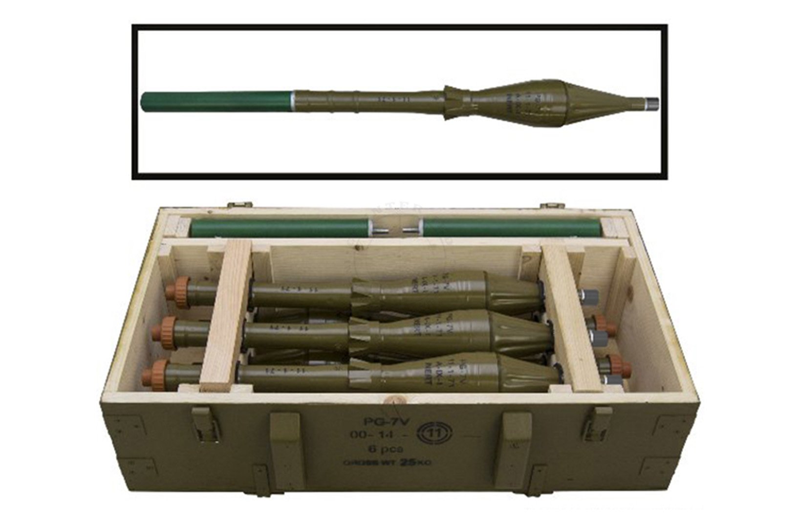 PG-7V 85mm RPG Rocket Crate (with 6x Inert Replica PG-7V Rockets ...